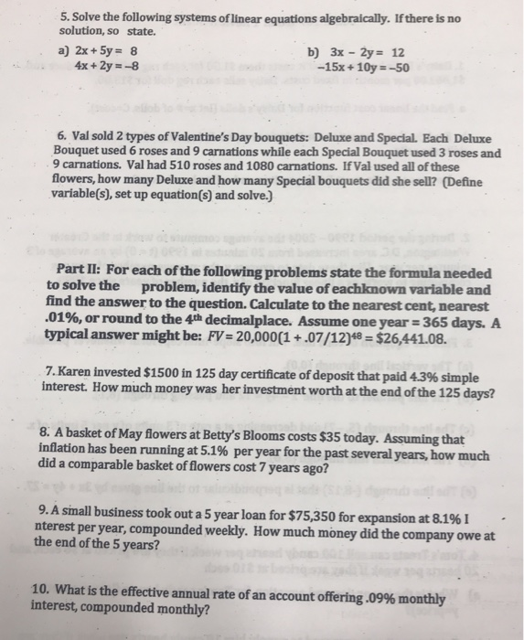 Solved 5. Solve the following systems of linear equations | Chegg.com