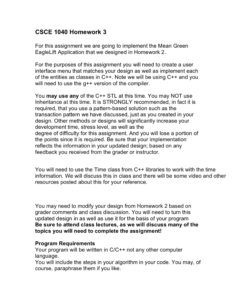 CSCE 1040 Homework 3 For this assignment we are going | Chegg.com