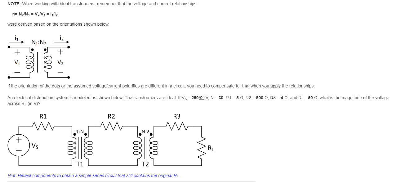 Solved NO TE: When working with ideal transformers, remember | Chegg.com
