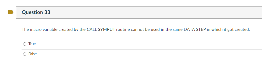 Solved Question 33 The macro variable created by the CALL | Chegg.com