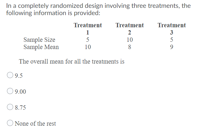 Solved In a completely randomized design involving three | Chegg.com