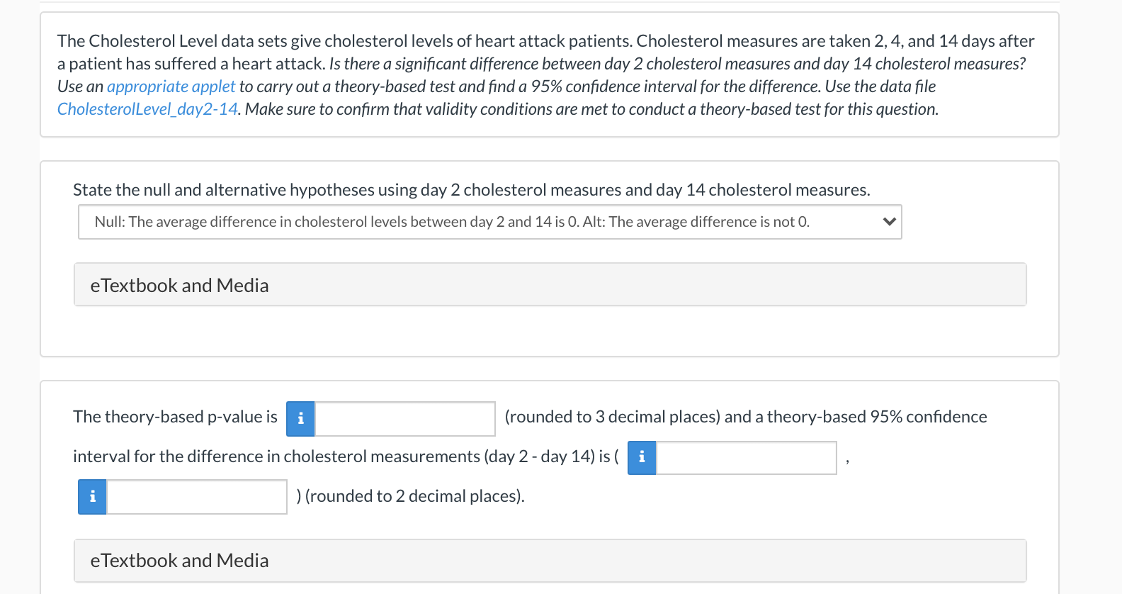Solved The Cholesterol Level data sets give cholesterol | Chegg.com