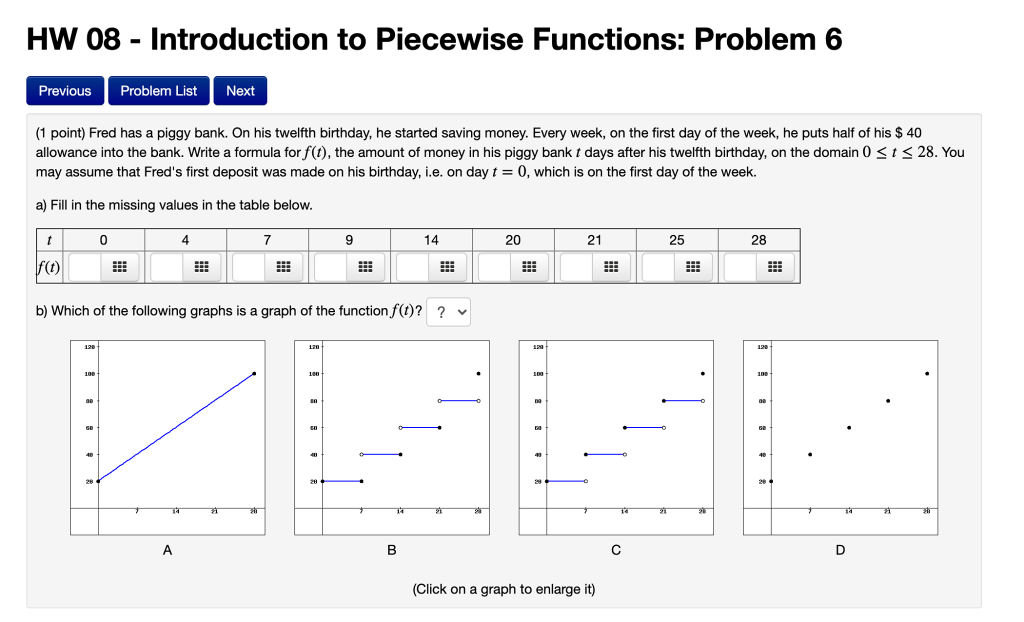 Solved HW 08 - Introduction to Piecewise Functions: Problem | Chegg.com