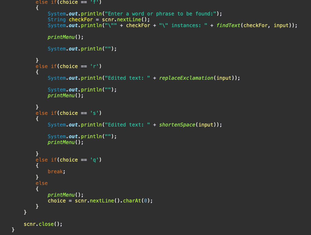 public static void printMenu( | Chegg.com