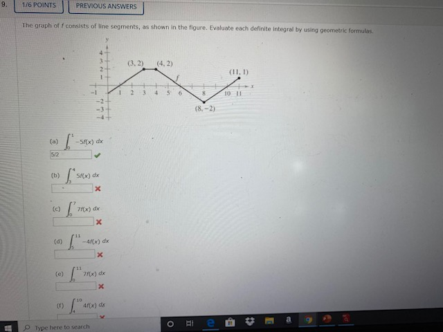 Solved 1/6 POINTS PREVIOUS ANSWERS The graph of consists of | Chegg.com