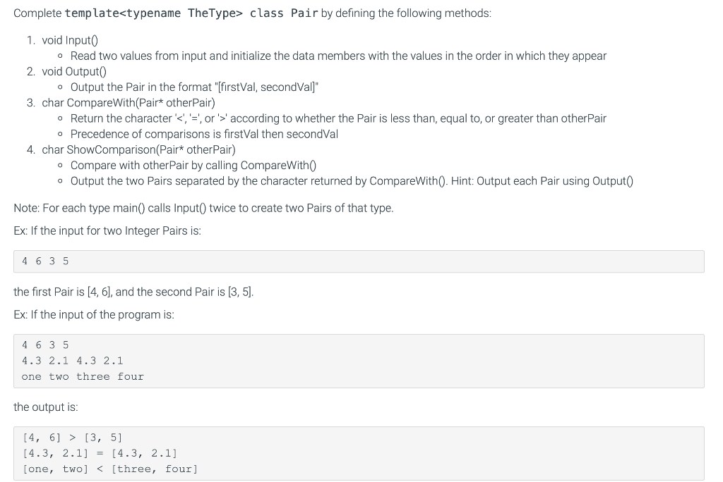 [solved] Ccc Please Complete Template Class Pair By Defi