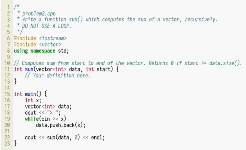 Solved 1 2 Problem2 Cpp 3 Write A Function Sum Which