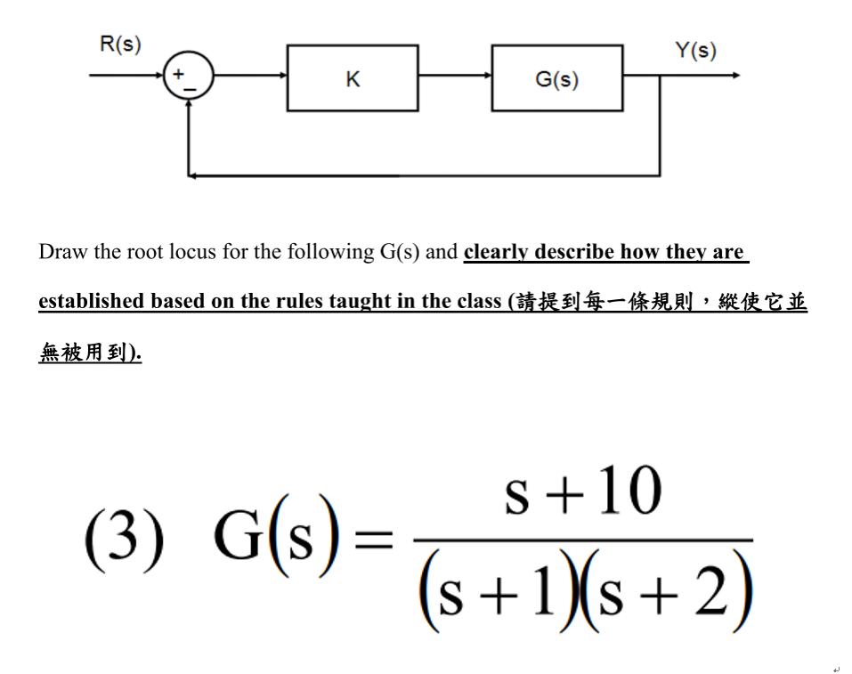 Solved Draw the root locus for the following G(s) and | Chegg.com