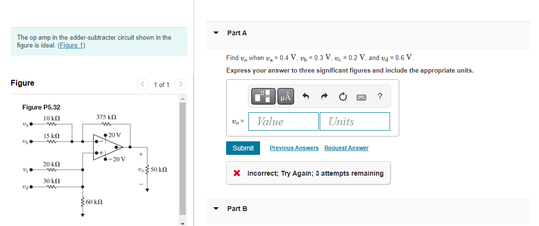 Solved The op amp in the adder-subtracter circuit shown in | Chegg.com