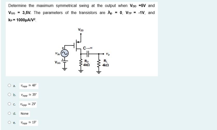 Solved Determine the maximum symmetrical swing at the output | Chegg.com