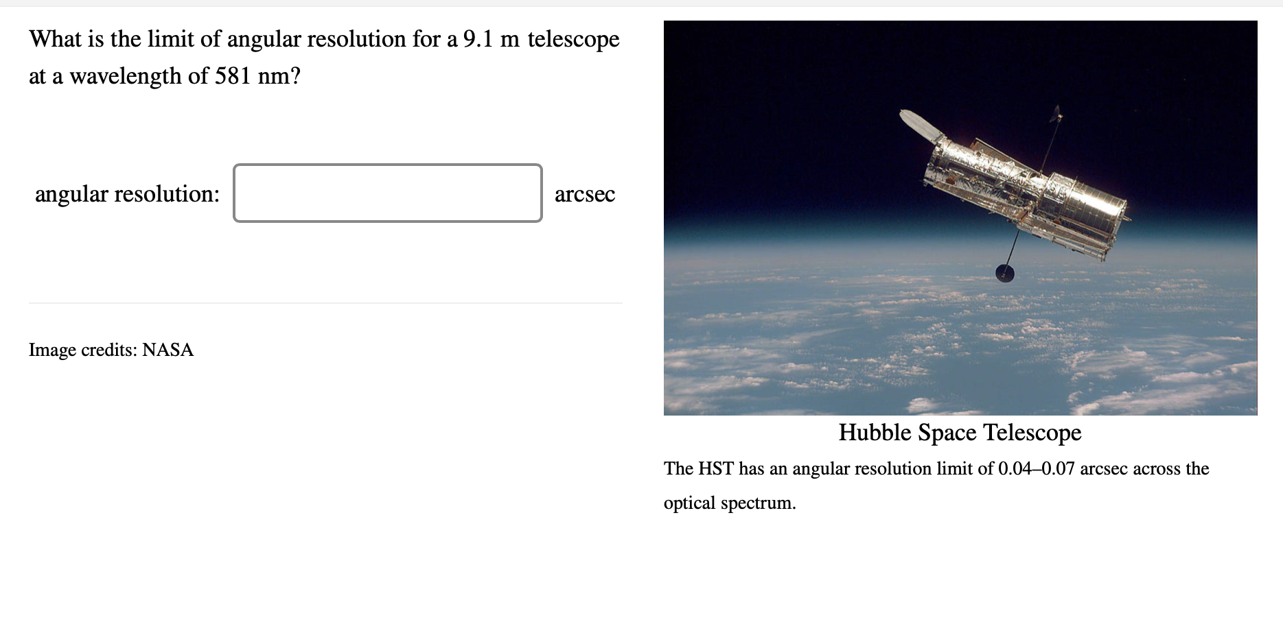 Solved What is the limit of angular resolution for a 9.1 m | Chegg.com