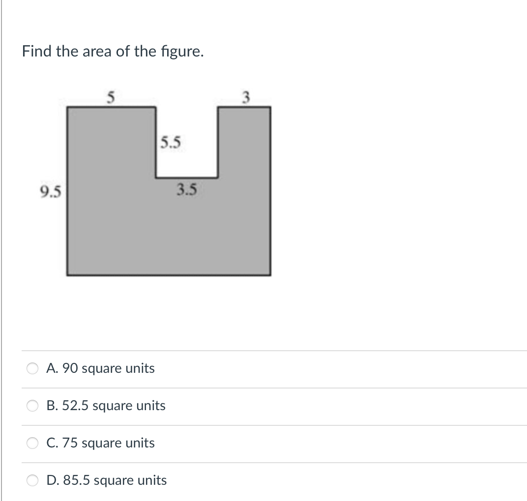 Solved Find the area of the figure. A. 90 square units B. | Chegg.com