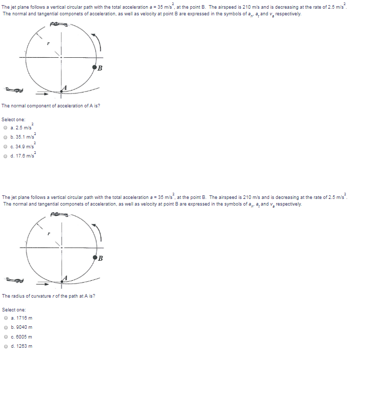 Solved The jet plane follows a vertical circular path with | Chegg.com