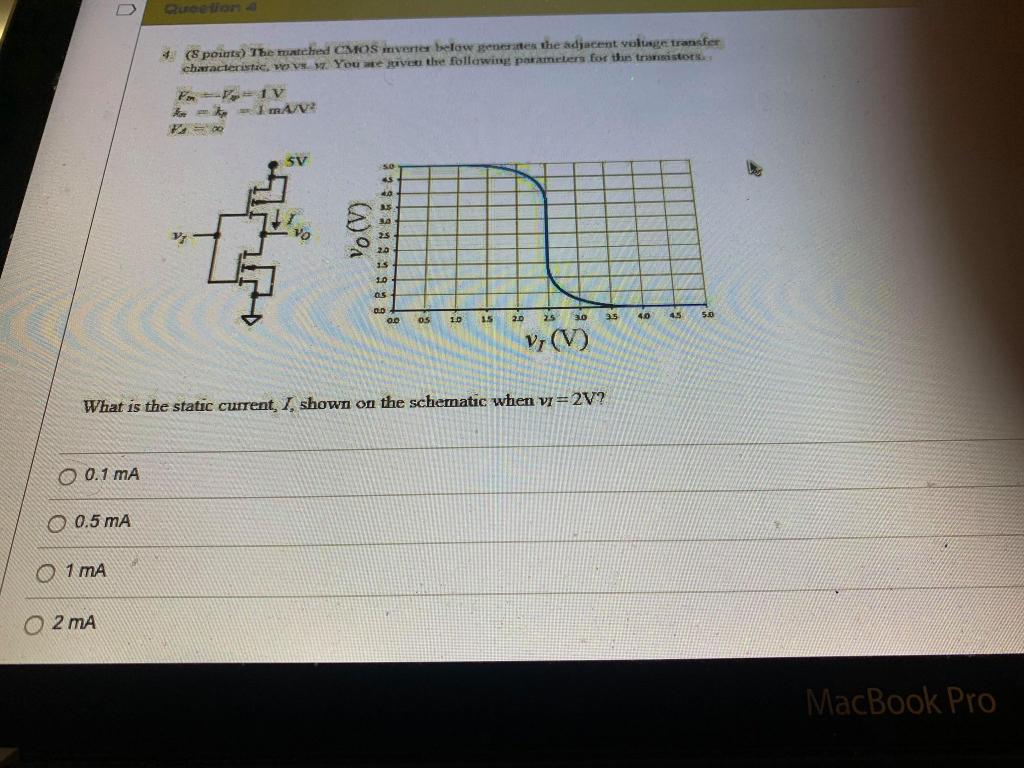 Solved (8 points) The Entched CMOS verter below generates | Chegg.com