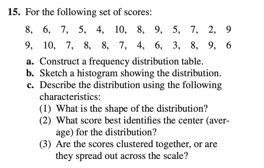 Solved 15. For the following set of scores: a. Construct a | Chegg.com