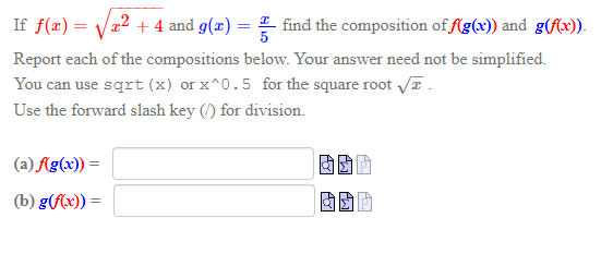 Solved If f(x)=x2+4 and g(x)=5x find the composition of | Chegg.com