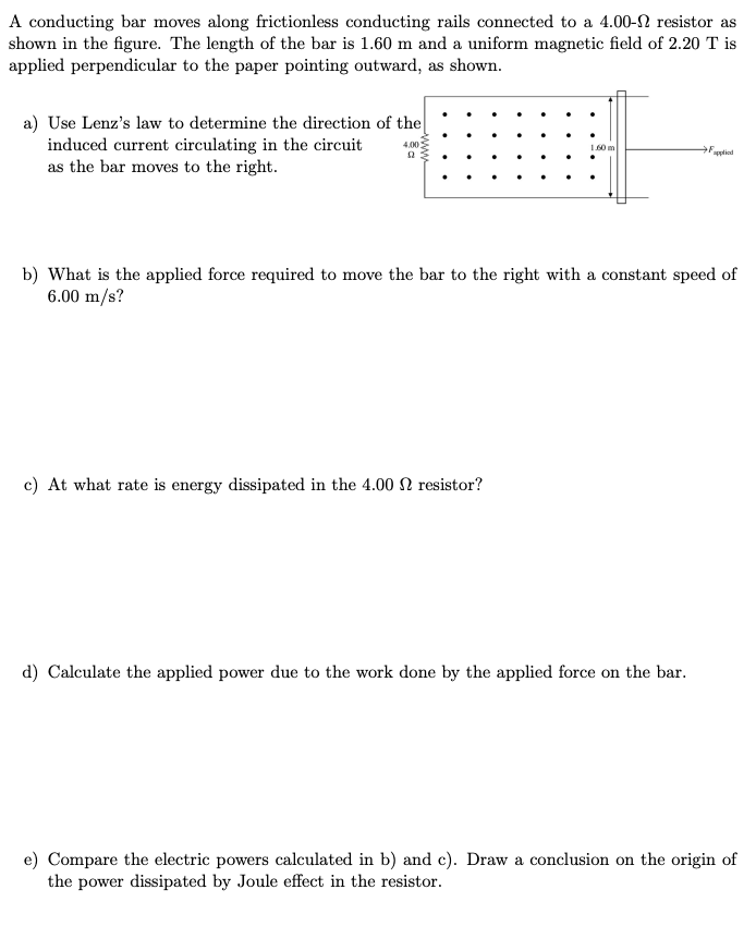 Solved A conducting bar moves along frictionless conducting | Chegg.com