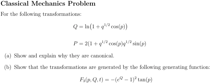 Solved Classical Mechanics Problem For the following | Chegg.com