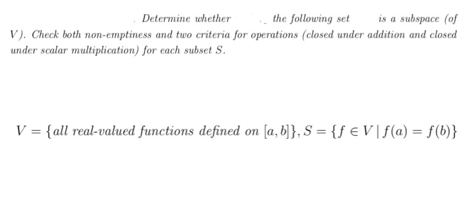 Solved Determine whether the following set is a subspace (of | Chegg.com