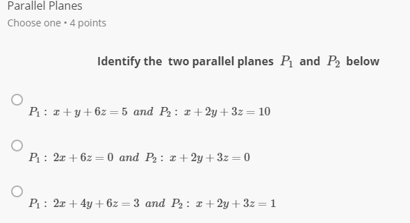 Solved Parallel Planes Choose one. 4 points Identify the two | Chegg.com