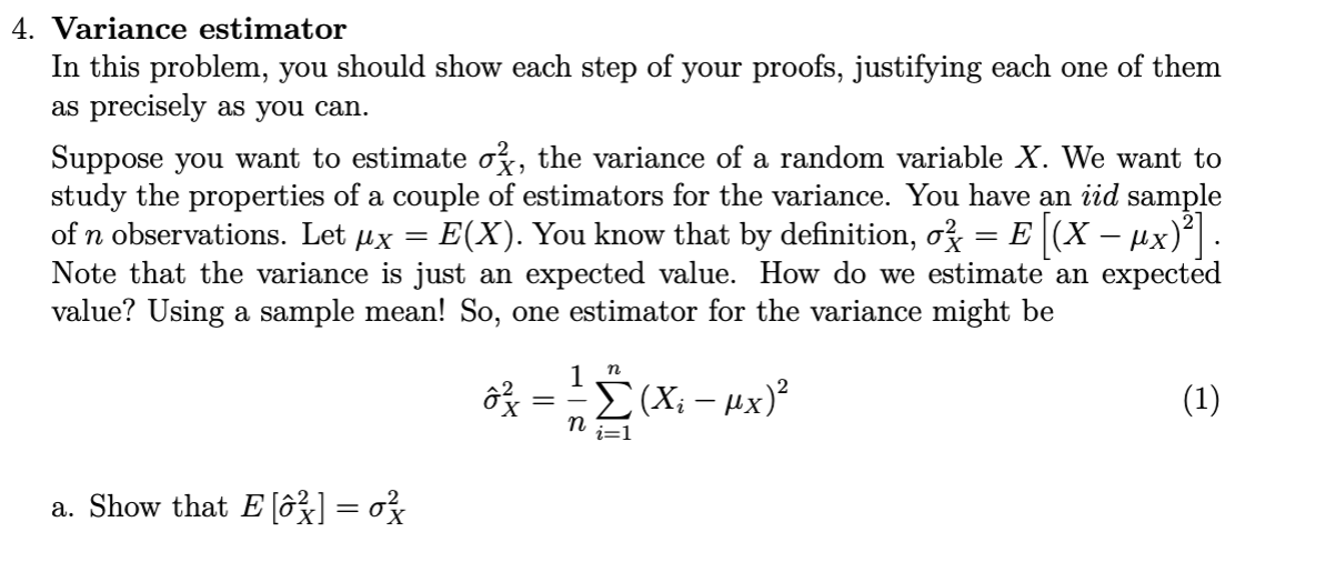 Solved Variance estimator In this problem, you should show | Chegg.com