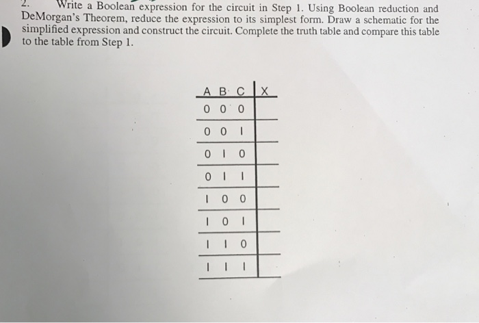 2. Write a Boolean expression for the circuit in Step | Chegg.com