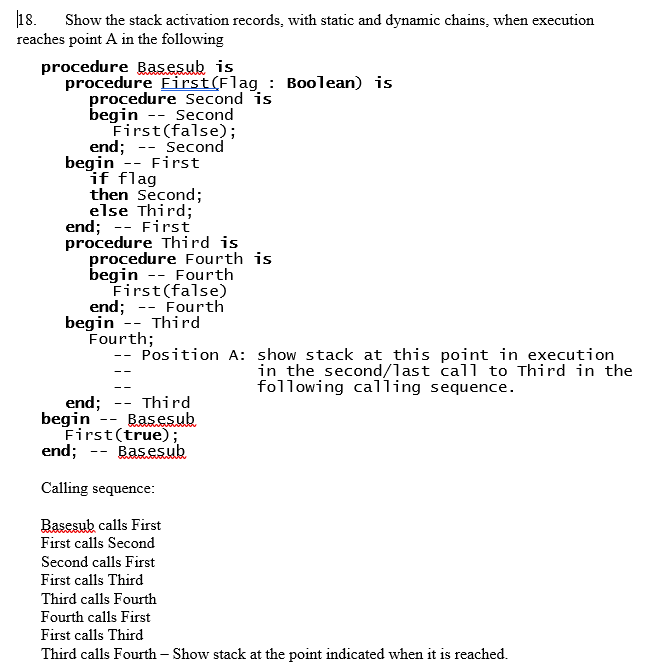 18 Show The Stack Activation Records With Static