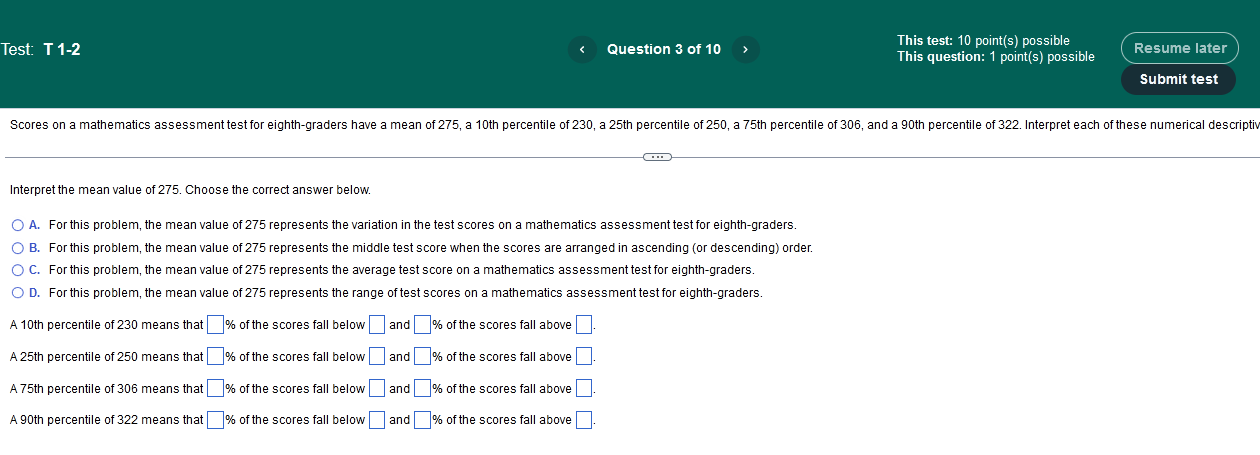 Solved Test: T 1-2 Question 3 of 10 > This test: 10 point(s) | Chegg.com