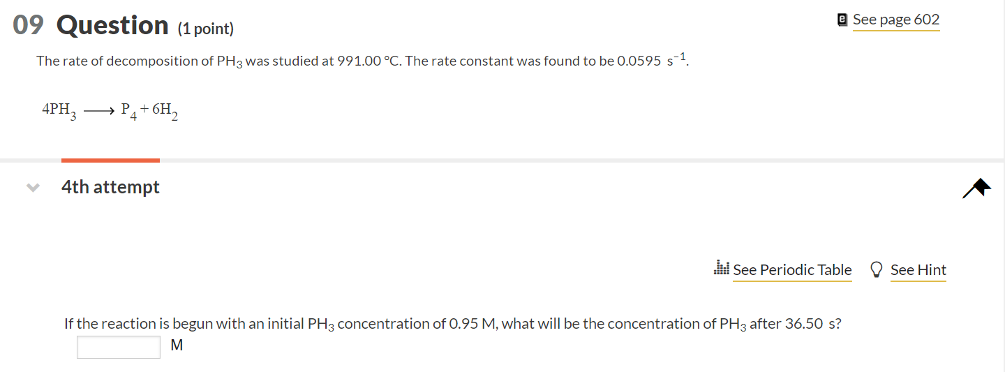 Solved 09 Question (1 point) The rate of decomposition of | Chegg.com