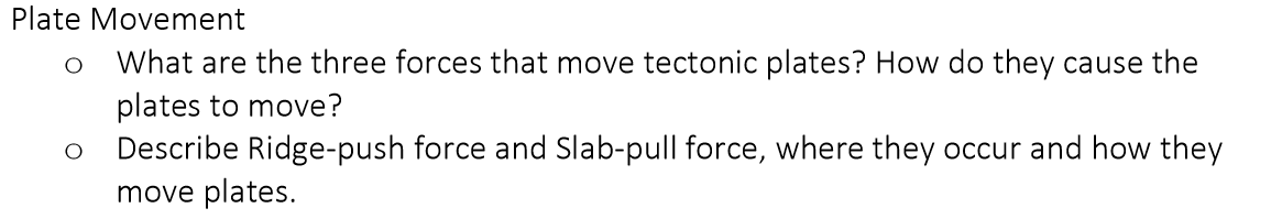 Solved O Plate Movement What are the three forces that move | Chegg.com