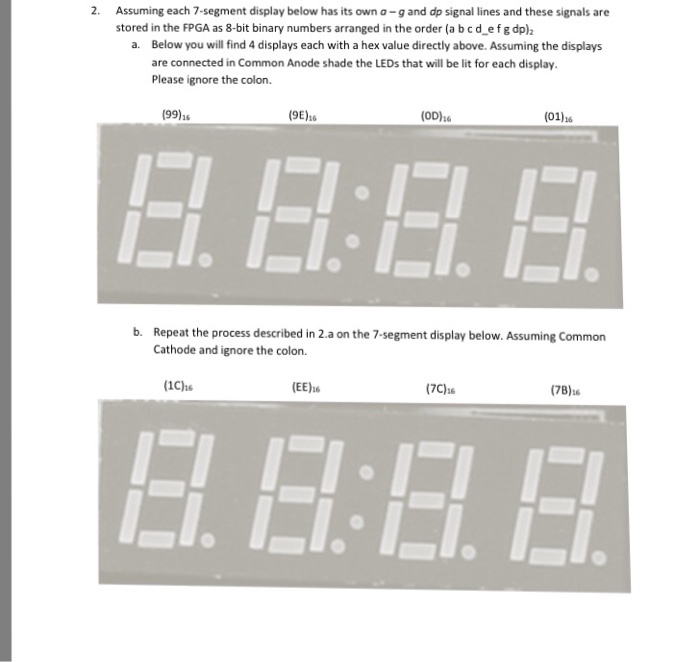 Solved 2. Assuming each 7-segment display below has its own | Chegg.com