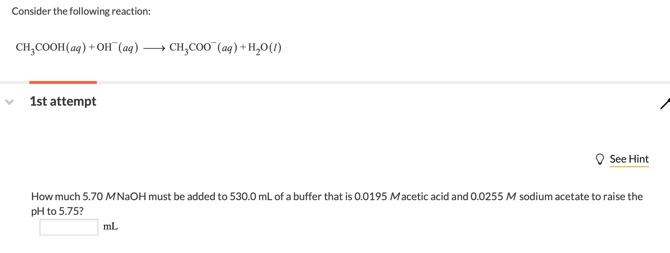 Solved Consider the following reaction: CH3COOH(aq) +OH(aq) | Chegg.com