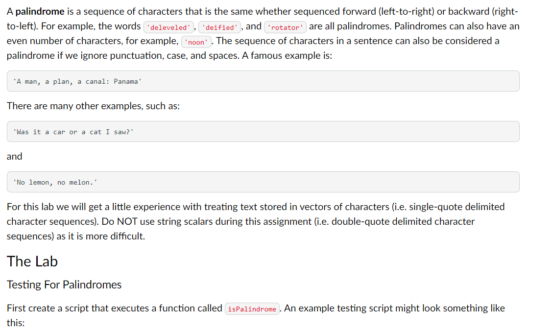 Solved A palindrome is a sequence of characters that is the | Chegg.com