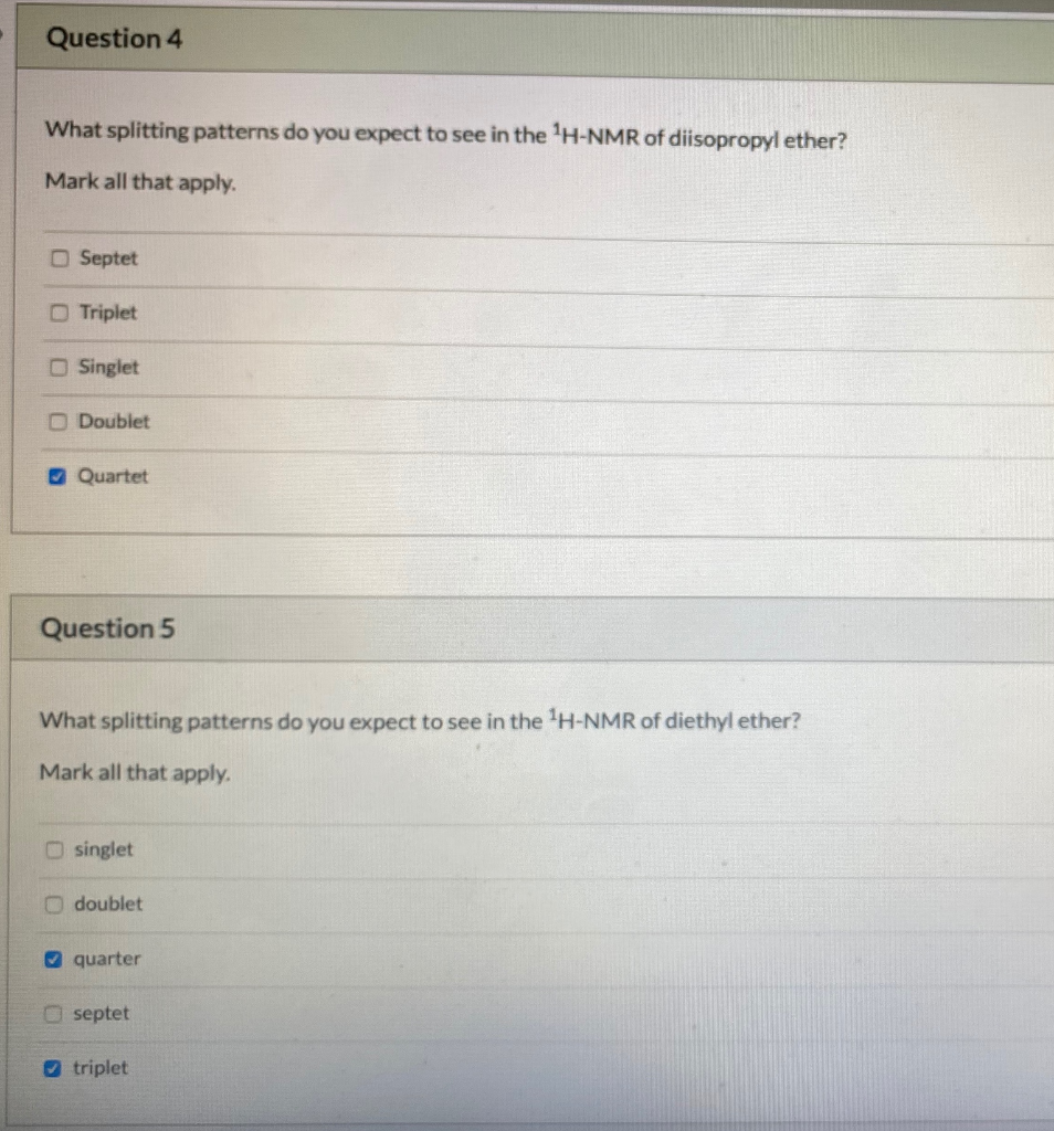 Solved Question 4 What splitting patterns do you expect to | Chegg.com