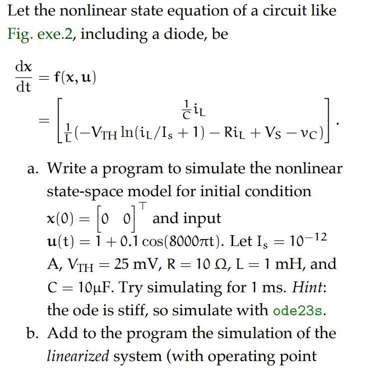 A nonlinear diode model gives a diode's elemental | Chegg.com