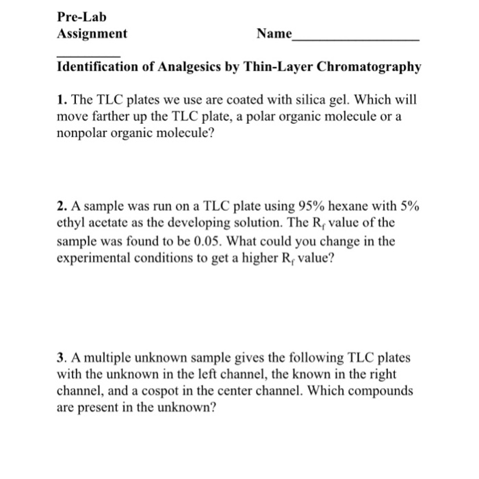 Solved Pre-Lab Assignment Name Identification of Analgesics | Chegg.com