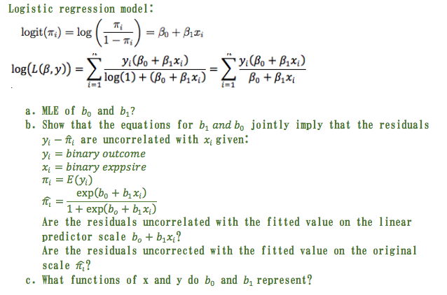 Logistic regression model: A+ logit(Ti)lo i-1 a. MLE | Chegg.com