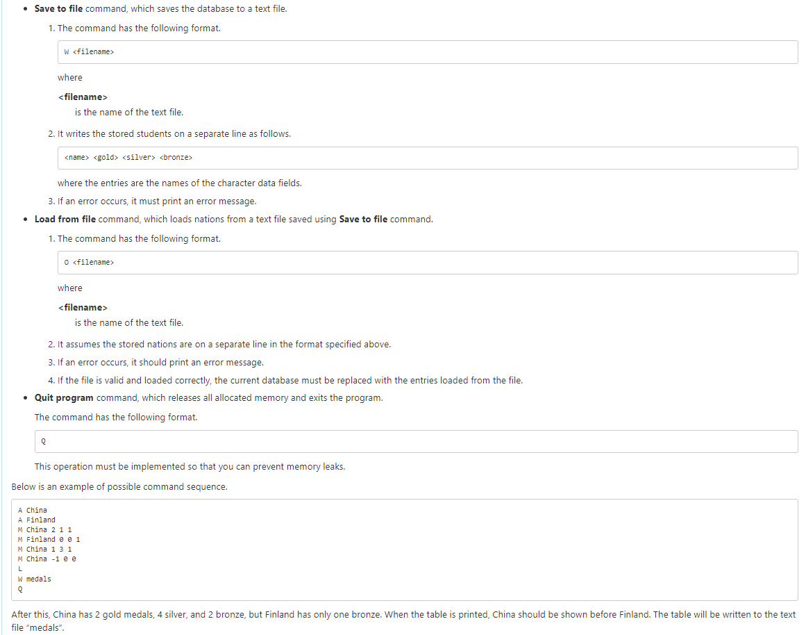 Solved Olympics Implement a system that tracks the olympic | Chegg.com