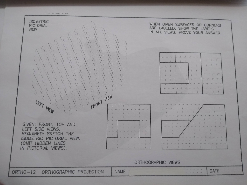 Solved ISOMETRIC PICTORIAL VIEW WHEN GIVEN SURFACES OR | Chegg.com