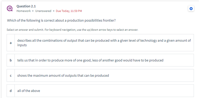 Solved Question 2.1Homework * ﻿Unanswered * ﻿Due Today, | Chegg.com