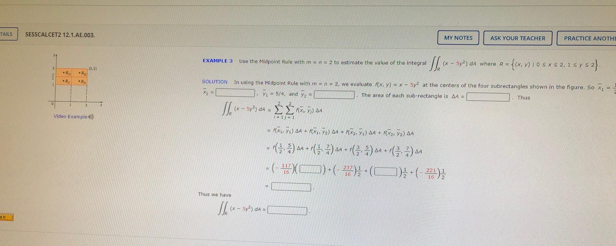 Solved TAILS SESSCALCET2 12.1.AE.003. MY NOTES ASK YOUR | Chegg.com