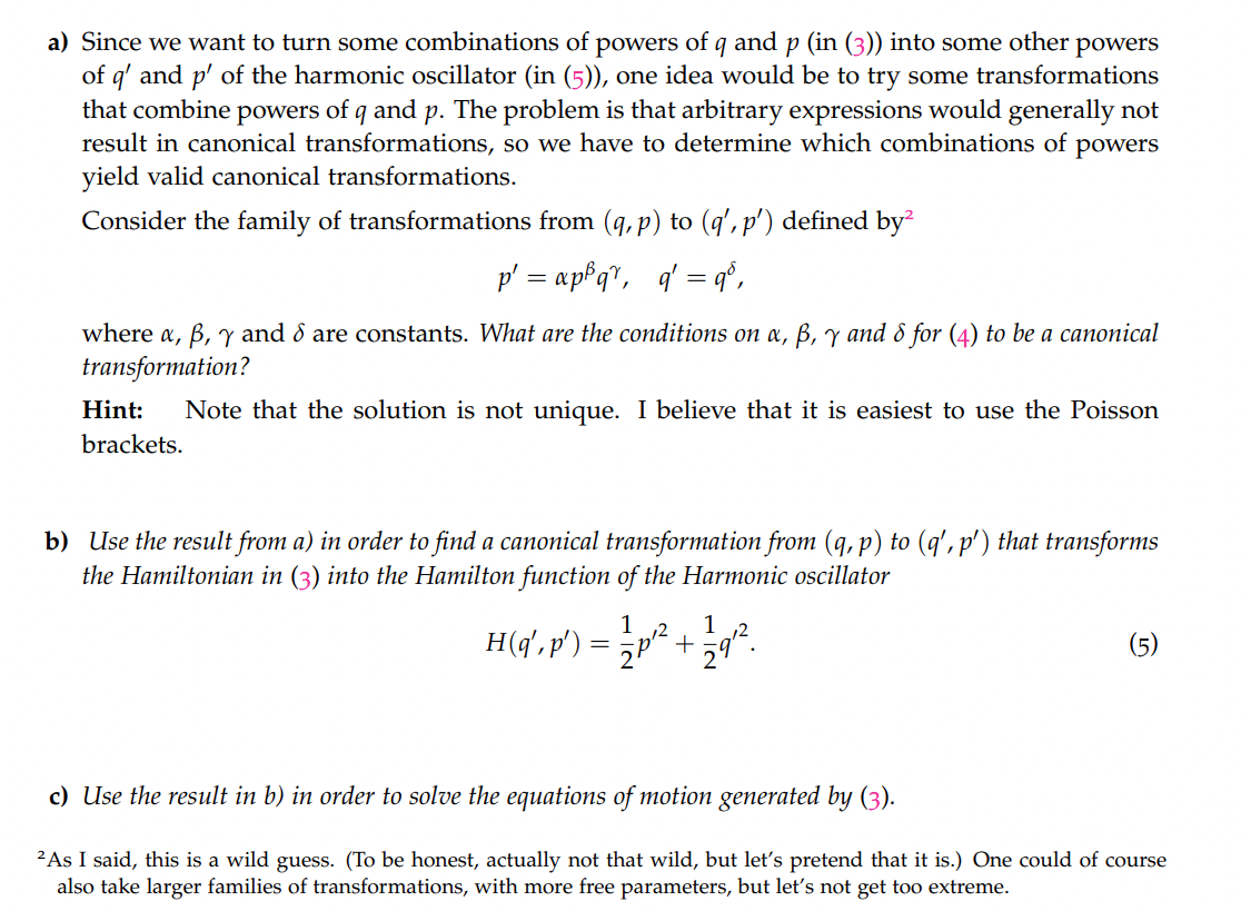 Solved Solving the equations of motion via canonical | Chegg.com