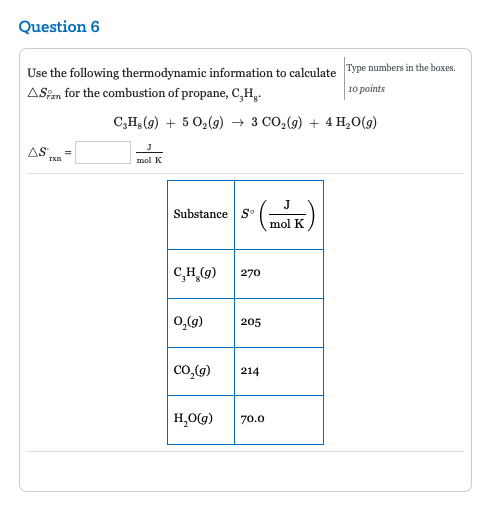 Solved Question 6 Use the following thermodynamic | Chegg.com