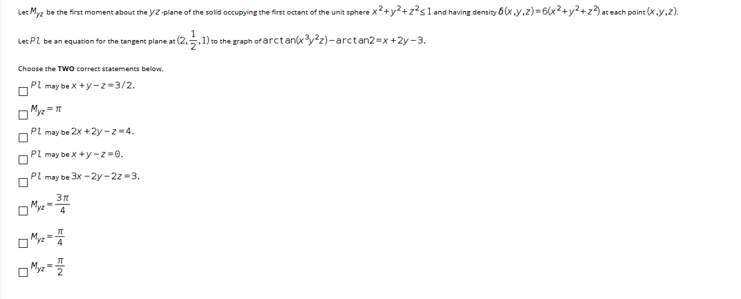 Solved Let Myz be the first moment about the yZ-plane of the | Chegg.com