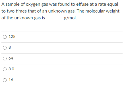 Solved A sample of oxygen gas was found to effuse at a rate | Chegg.com