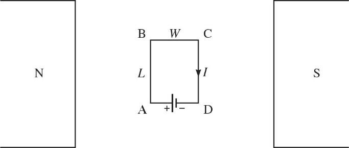 Solved A rectangular coil, with corners labeled ABCD, has | Chegg.com