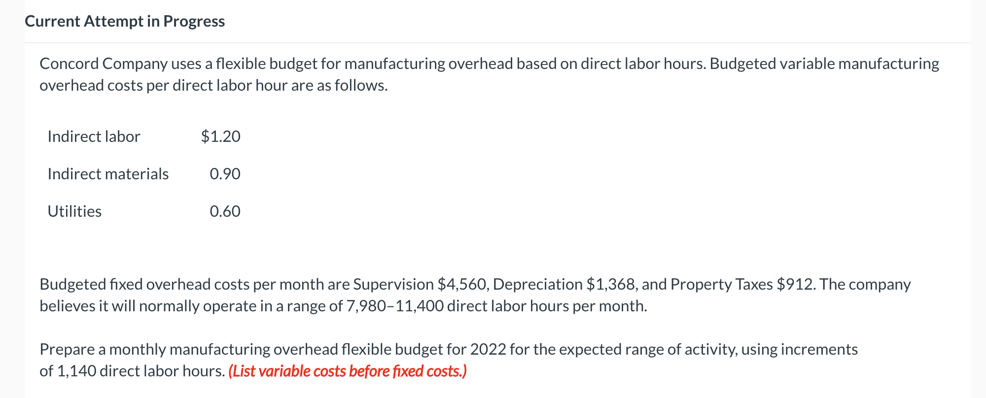 Solved Concord Company uses a flexible budget for | Chegg.com