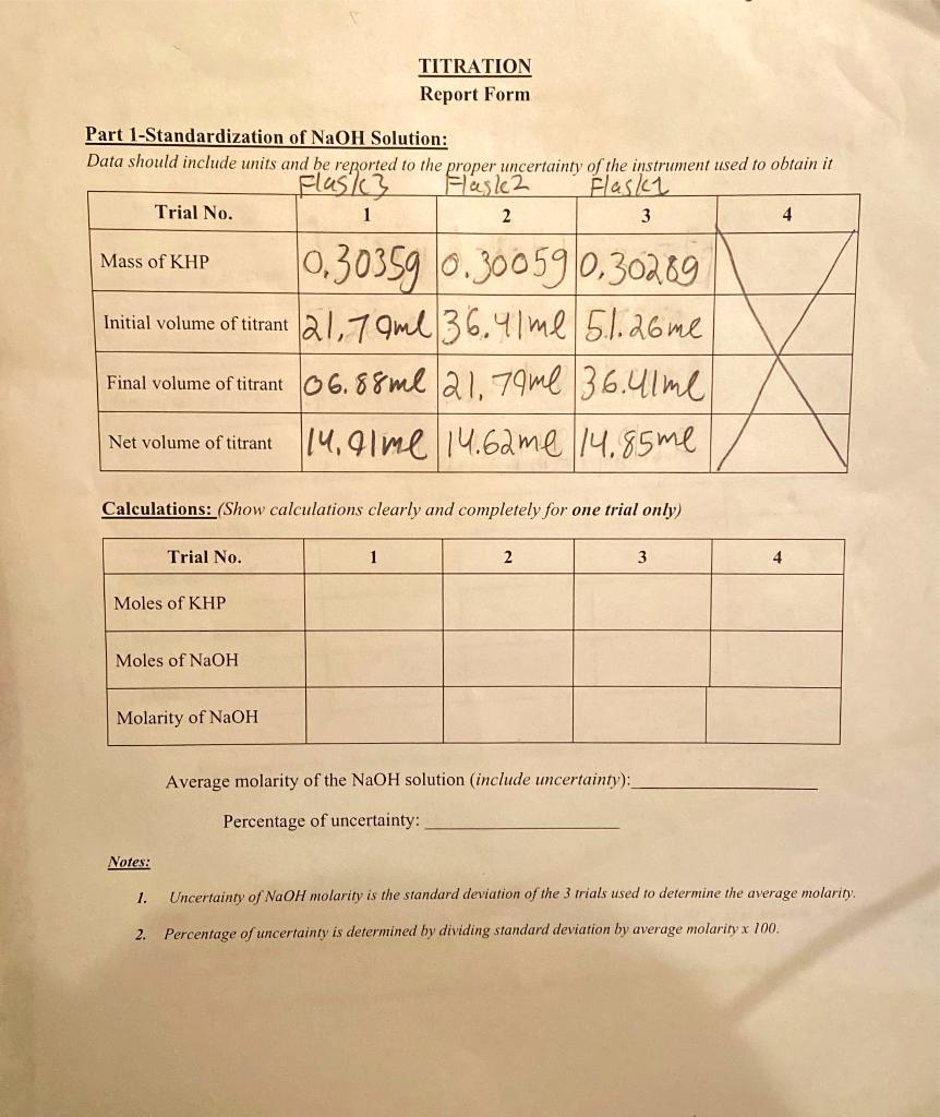 Solved Needing assistance in calculating the moles of KHP, | Chegg.com
