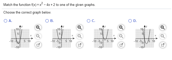 Solved Match the function f(x)= x2 - 4x + 2 to one of the | Chegg.com