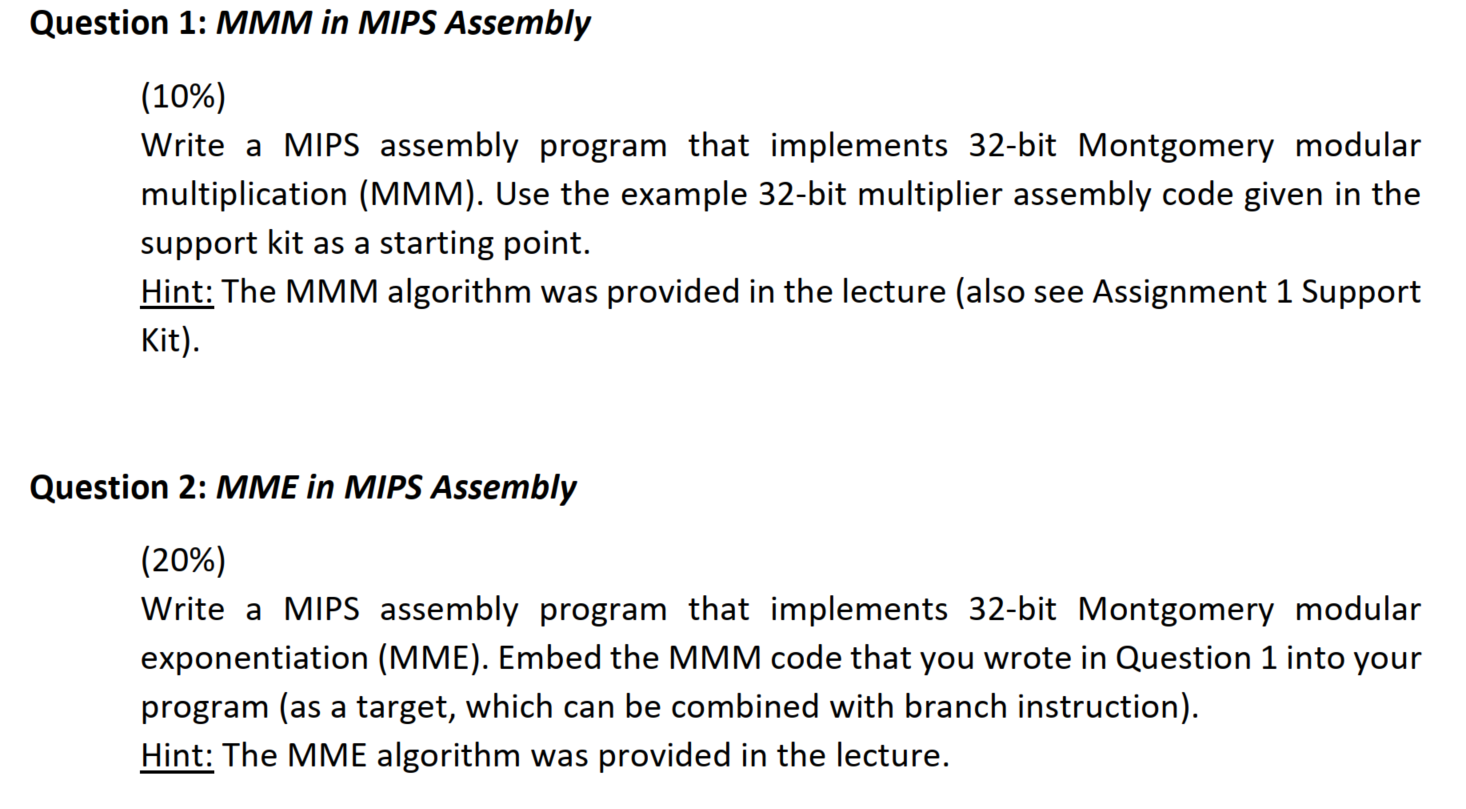 Solved Question 2: MME in MIPS Assembly (20\%) Write a MIPS | Chegg.com